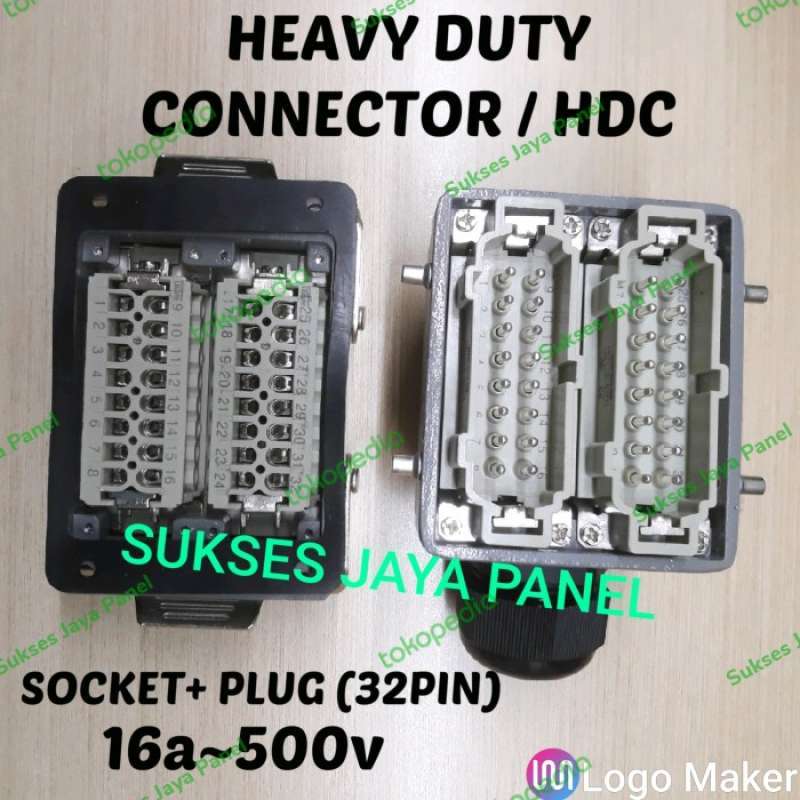 Promo Heavy Duty Connector Socket + Plug 32pin 16a 500v Hdc/he032-1-pg29 Diskon 23% Di Seller ...