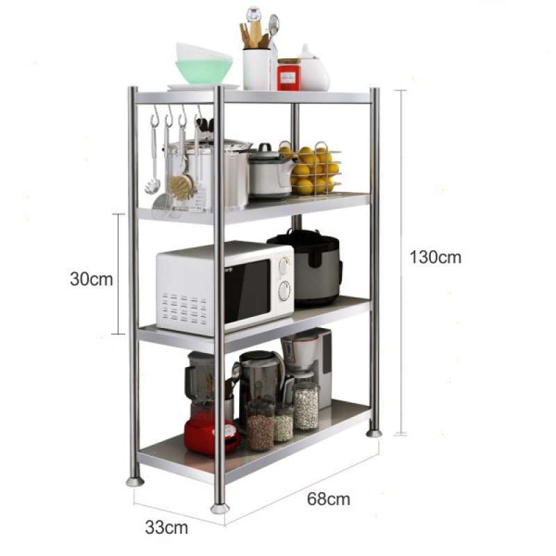 Jual Rak Dapur 4 Tingkat Rak Microwave Oven Stainless Steel Troli ...