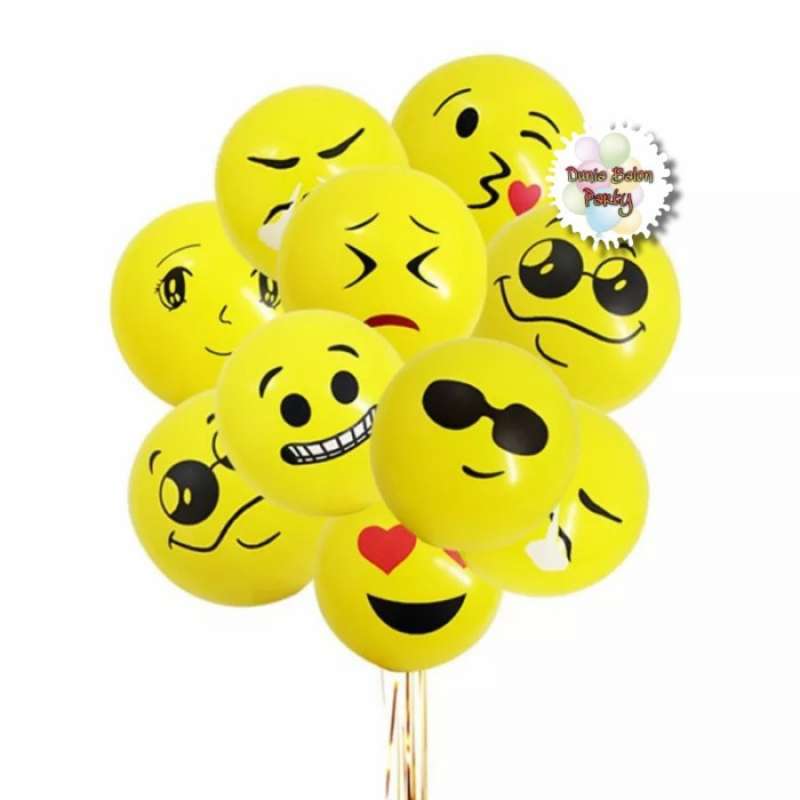 Promo Balon Latex Emoticon / Balon Karet Emoji 12 Inch Perpack Isi 100 ...