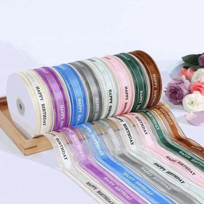 Jual Pita Happy Birthday Aesthetic 1 Roll Utuh Hbd Ribbon Di Seller ...