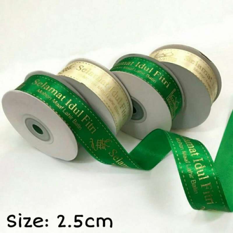 Jual 1 Rol - Pita Idul Fitri Satin Sablon Emas / Pita Lebaran / Pita ...