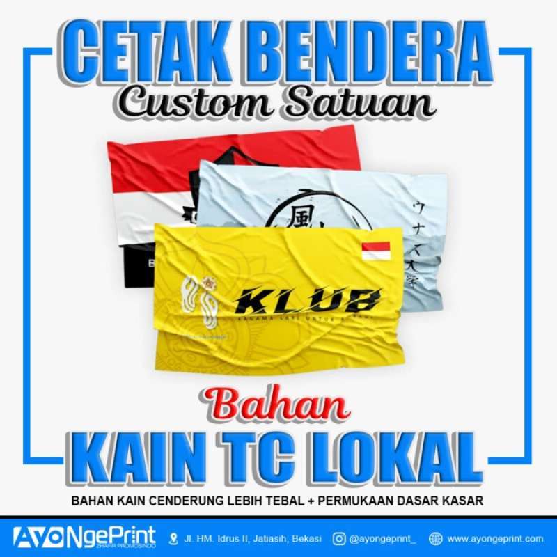 Jual Cetak Bendera Custom Printing / Sablon Satuan / Bahan Kain Tc ...