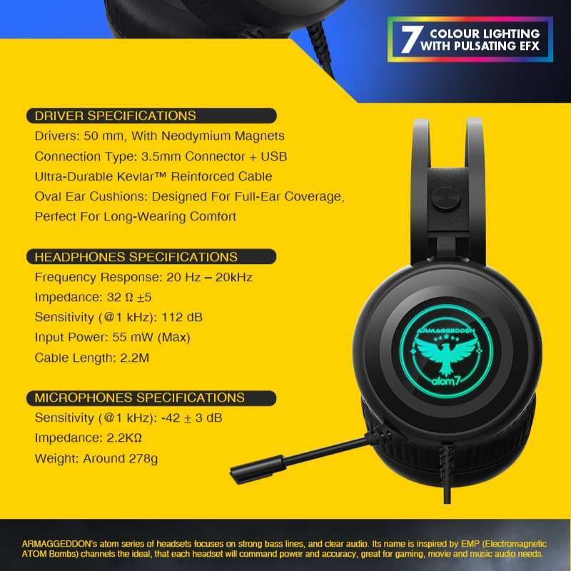 Jual Headset Gaming Armaggeddon Atom 7 Stereo 3.5mm Gaming Headphones ...