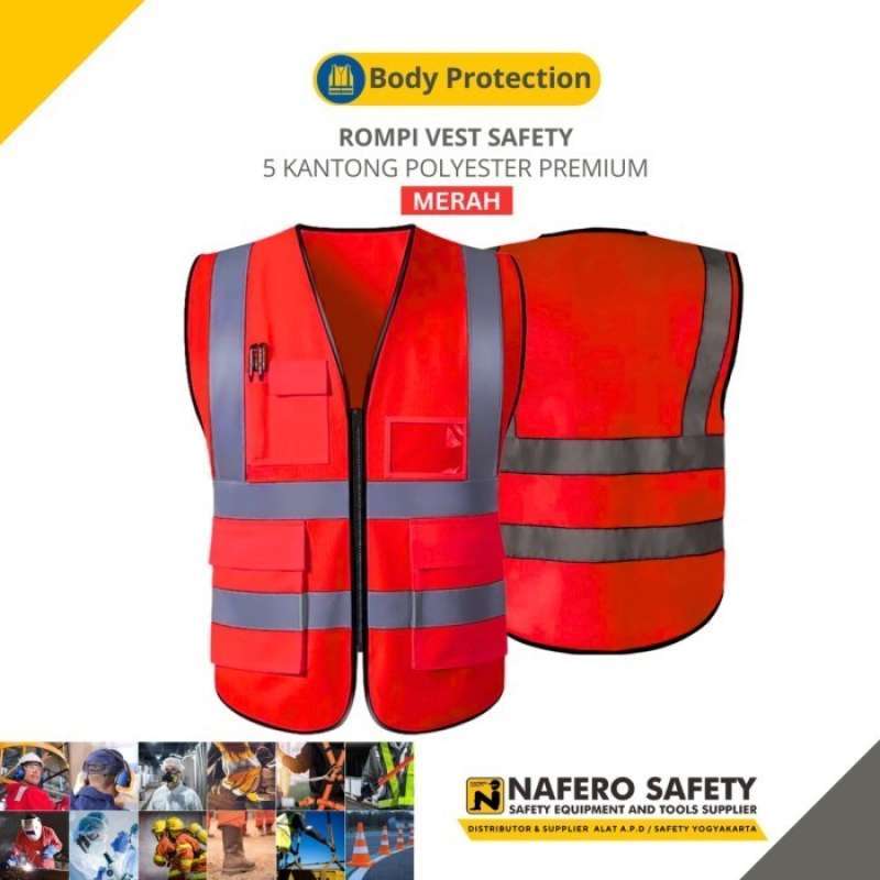 Jual Rompi Safety Proyek Name Tag Scotlight 5 Kantong Saku - Red Di ...