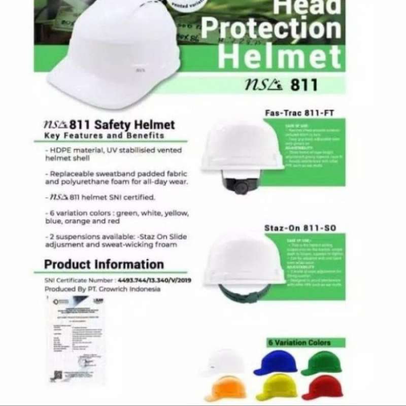 Jual Helm Proyek Safety Sni Nsa 811 Vented Fastrack Putar Tali Dagu ...