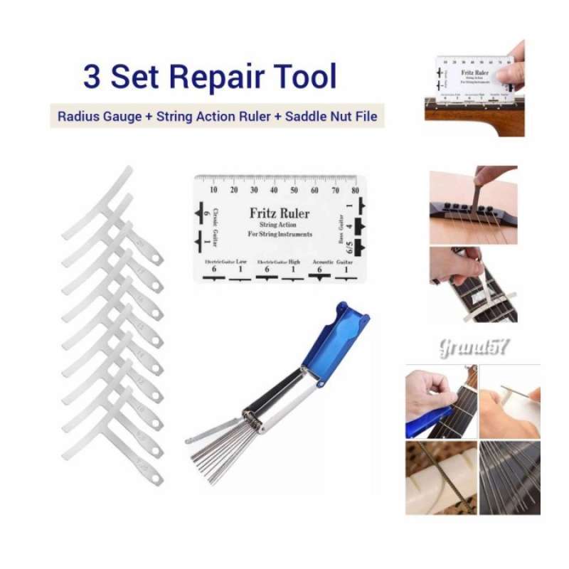 Jual Alat Reparasi Gitar Repair String Ruler Radius Saddle Nut File ...