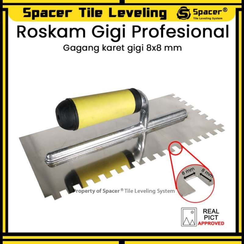 Jual Roskam Gigi Profesional Notch Trowel Raskam Bergerigi Gagang Karet ...
