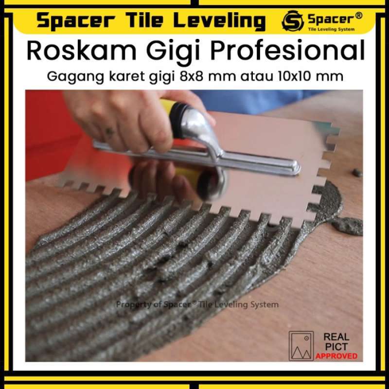 Jual Roskam Gigi Profesional Notch Trowel Raskam Bergerigi Gagang Karet ...