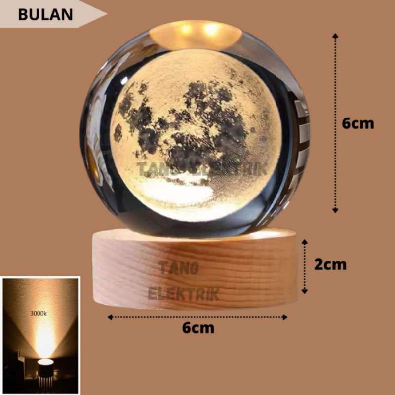 Jual Lampu Tidur Hias Led Bulat Kaca / Lampu Kristal Rumah Motif Di ...