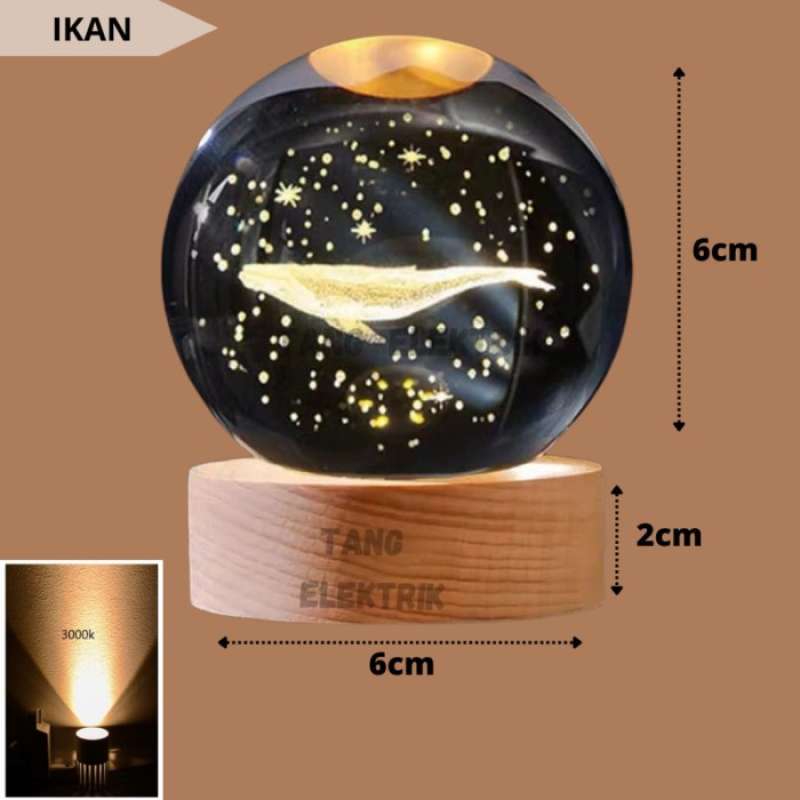 Jual Lampu Tidur Hias Led Bulat Kaca / Lampu Kristal Rumah Motif Di ...