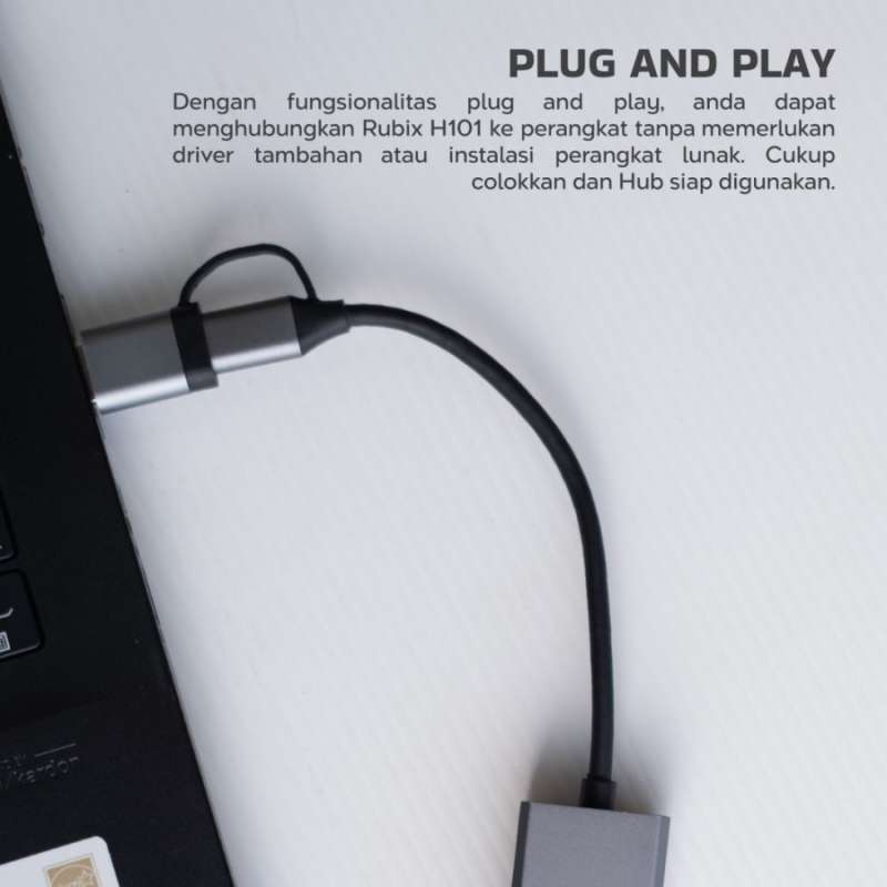 Promo Usb Hub Digital Alliance Rubix H101 Ethernet Adaptor Gigabit Lan Type A / C To Rj45 1000 ...