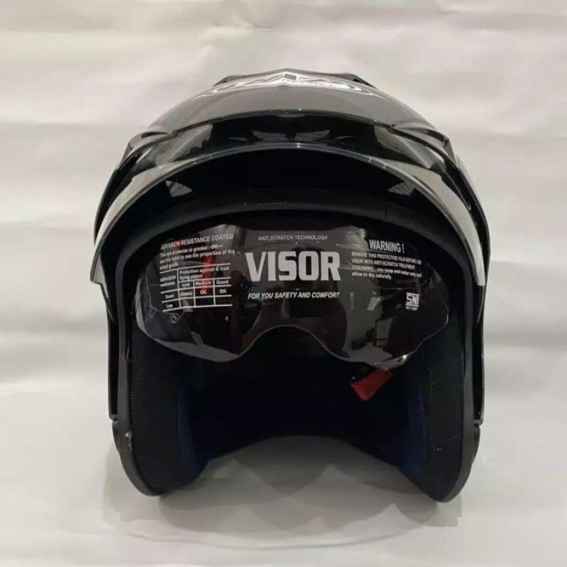 Promo Helm Motor Half Face Jp 7 Sni Dewasa Polos Hitam Glossy (double ...