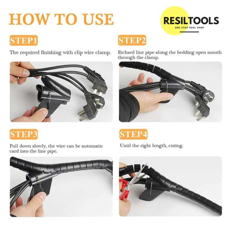 Jual Cable Protector Spiral Mm Selang Pembungkus Kabel Protektor Clip Putih Di Seller