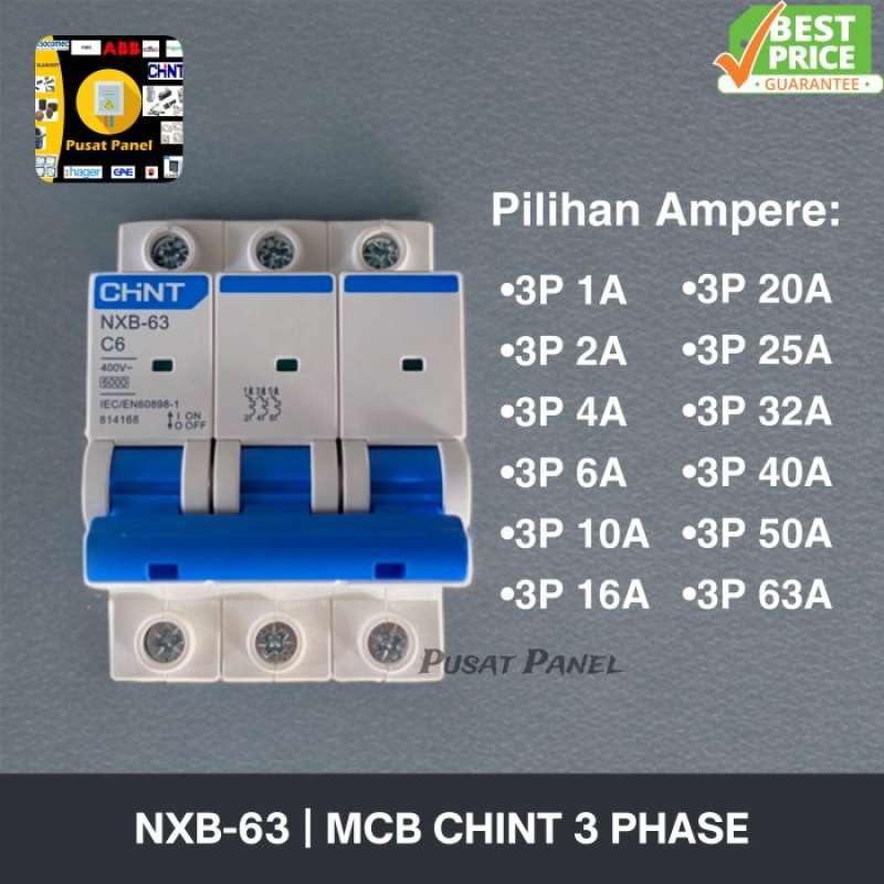 Jual Mcb Chint Nxb-63 Nxb 63 Nxb63 3p 6ka 6a-10a-16a-20a-25a-32a-40a - 3p 63a Di Seller Aghanim ...