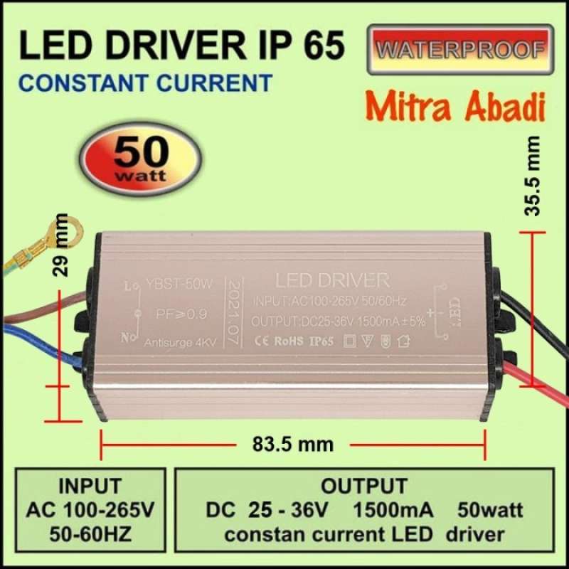 Jual Led Driver As 50 Watt 1500 Ma Ac-dc Casing Besi Waterproof Di ...