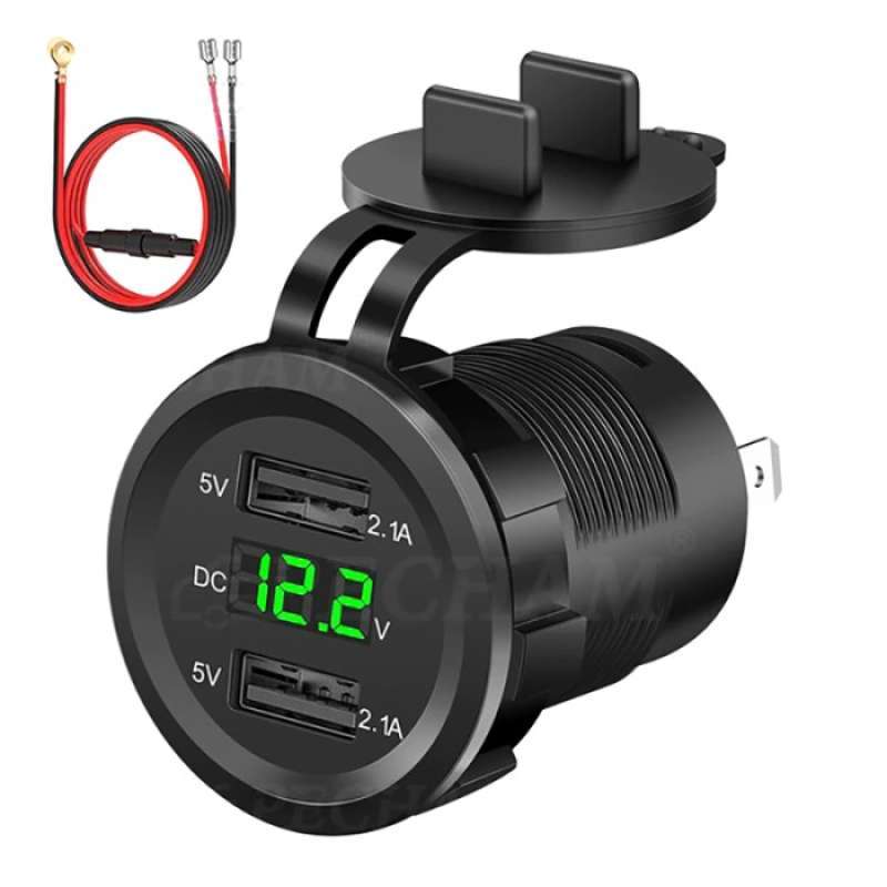 Promo Usb Charger Motor 2 Port 4.2a Dengan Voltmeter Tampilan Led ...