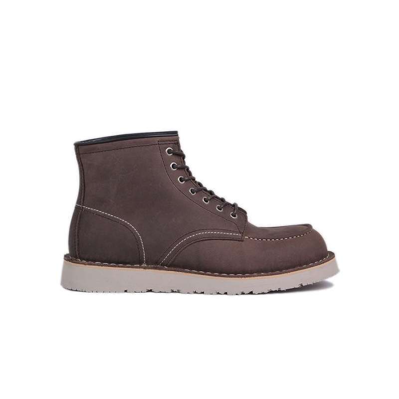 Jual Sepatu Kulit Moc Toe Boots Pria Koku Footwear Lennox Brown Coklat ...