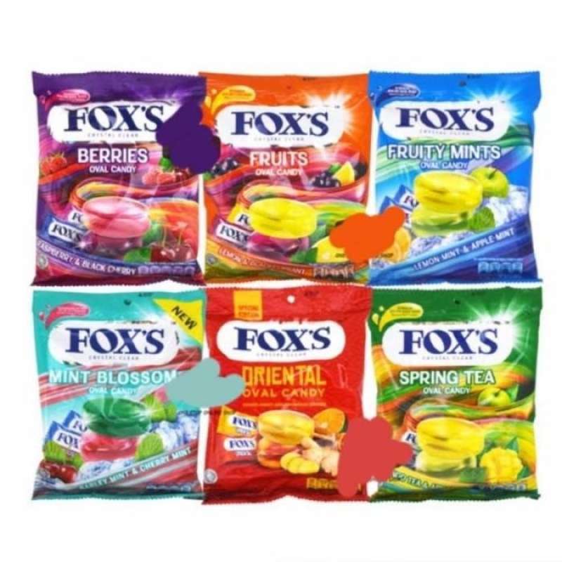 Jual Permen FOX'S Crystal Clear 1pack Isi 50pcs Foxs Fruity Foxs Mints ...