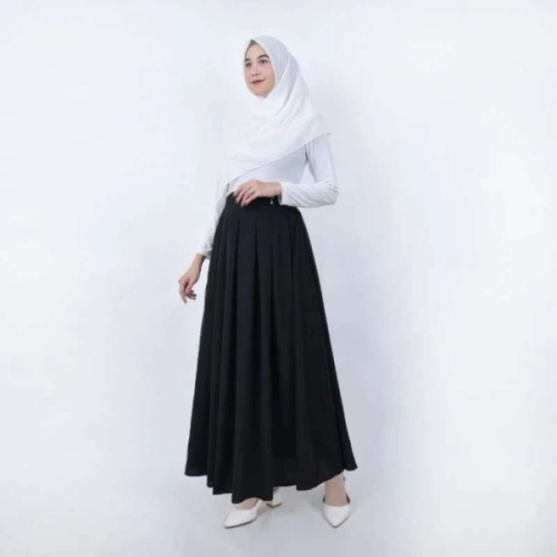 Jual Rok Rempel Panjang / Rok Kerja Kuliah / Rok Payung Lebar - Navy Di ...