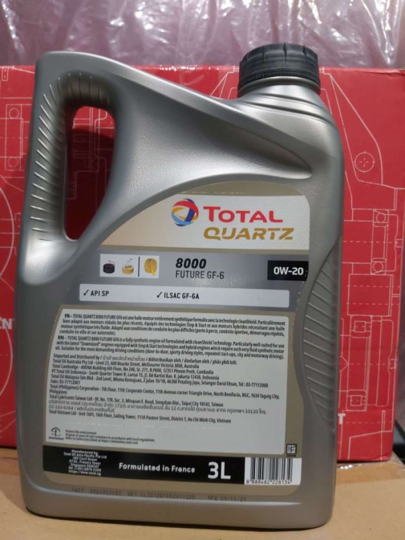 Promo Total Quartz 8000 0w20 0w-20 Api Sp Fully Synthetic Galon 3 Liter ...