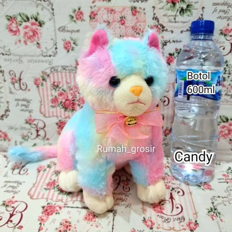 Promo Best Seller Boneka Kucing Mewah Ukuran Kecil Pink Orange Abu ...