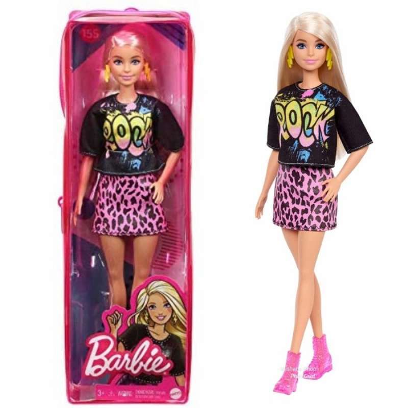 Promo Boneka Barbie Mattel Fashionista 155 Doll Blonde Black Rock Shirt ...