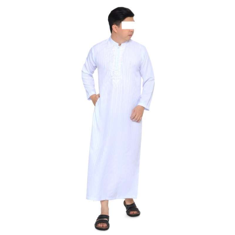 Jual Jubah Gamis Pria Putih Lengan Panjang Remaja/dewasa Arab Pria Bordir - Putih Polos L Di ...
