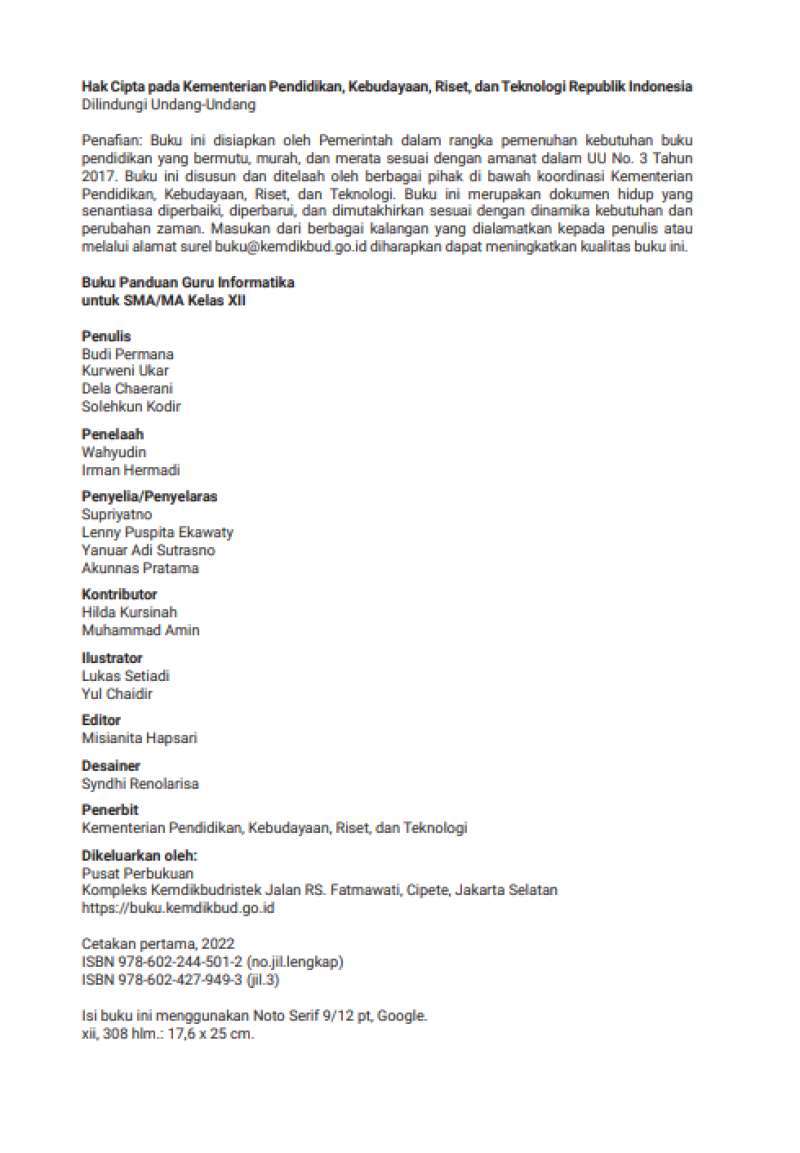 Jual K21 Bg Informatika 12 - Buku Panduan Guru Informatika Info Untuk Sma Kelas Xii - Edisi ...