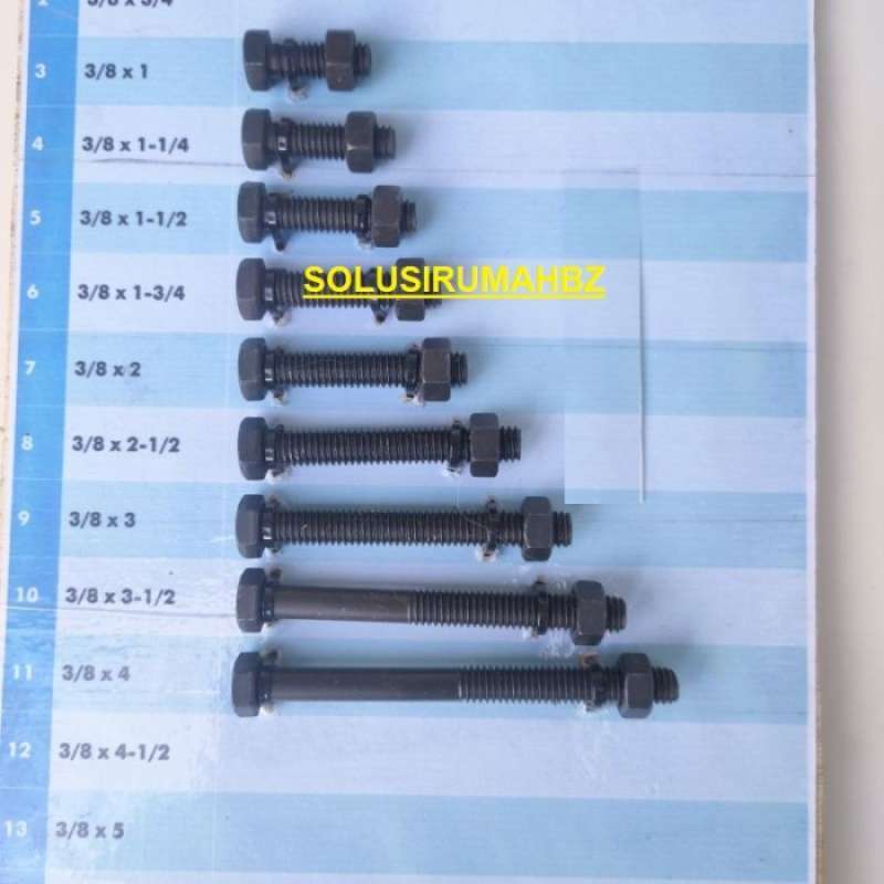 Jual Murbaut Baut Mur Hitam Unc 3/8 1/2 Inch Mur Jis Perkg Kiloan Per ...