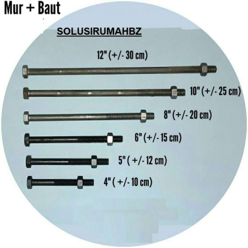 Jual Murbaut Baut Mur Hitam Unc 3/8 1/2 Inch Mur Jis Perkg Kiloan Per ...
