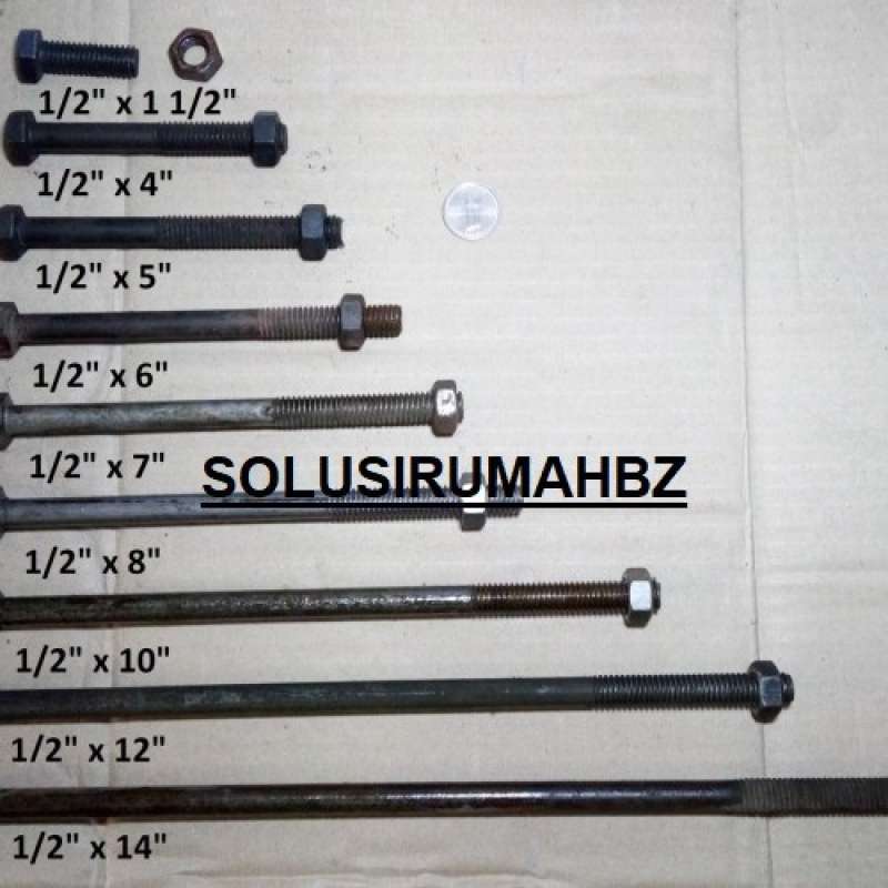 Jual Murbaut Baut Mur Hitam Unc 3/8 1/2 Inch Mur Jis Perkg Kiloan Per ...