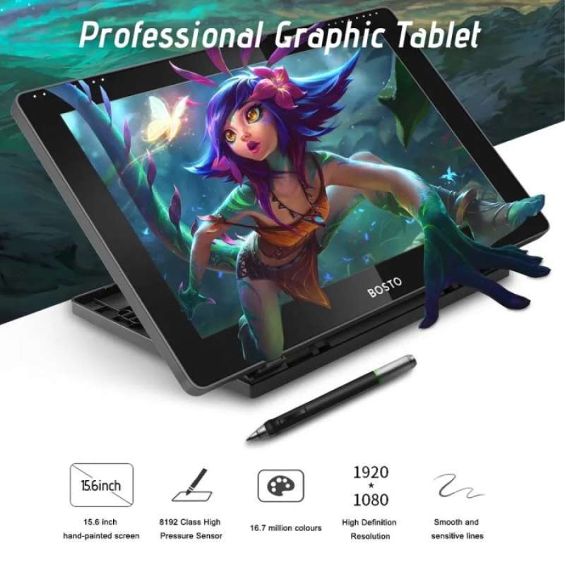 Jual Pen Tablet Display Bosto Bt-16hd 15,6 Inch Wacom Huion Alternatif - 16hd Pro Touch Di ...