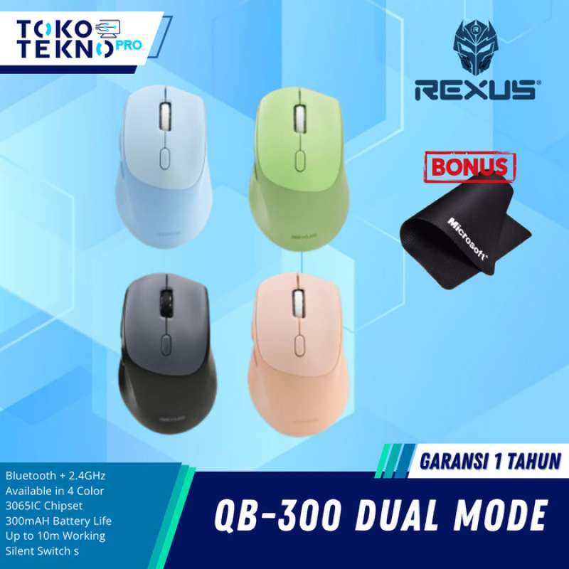 Jual Rexus Qb300 / Qb-300 Mouse Office Wireless Bluetooth Dual Mode ...