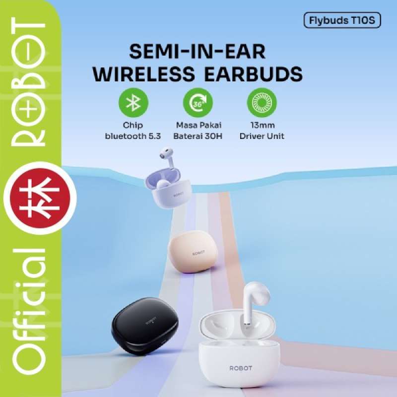 Promo Robot Flybuds T10s Tws Earbuds Semi In Ear Earphone Bt 5.3 Ipx4 ...