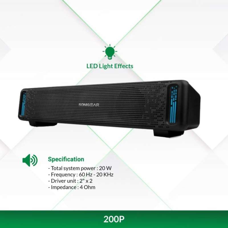 Promo Sonicgear 200p Powerful Soundbar Speakers With Brilliant Light ...