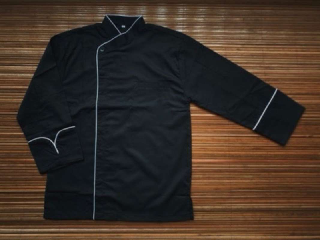 Jual Chef Hitam Baju Panjang Jacket Buttonless Koki Lengan Di Seller ...