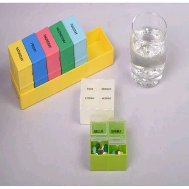 Promo Kotak / Tempat Obat 7-hari / 7-warna / 28-kotak (model Rak Buku ...