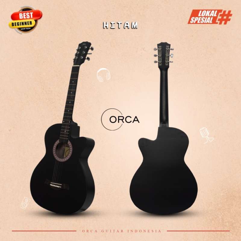 Promo Orca Gitar Akustik Pemula Tanam Besi Senar String Guitar - Hitam ...