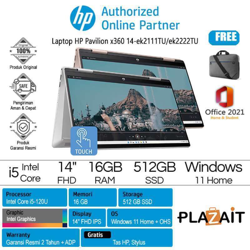 Jual Laptop Hp Pavilion X360 14-ek2111tu Ek2222tu /intel Core I5-120u ...
