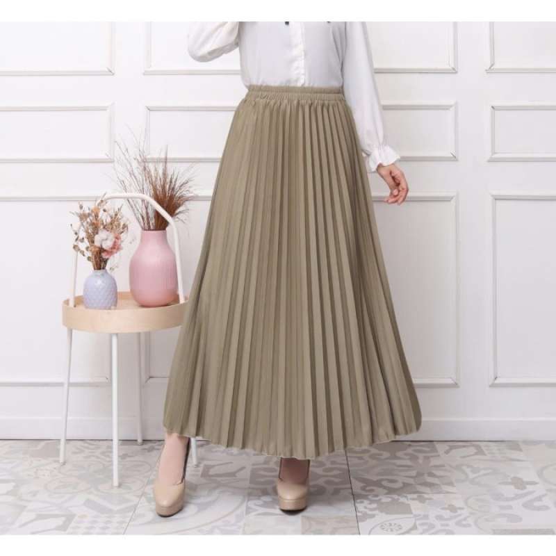 Jual Yuri Skirt Rok Plisket Premium Plisket Skirt Premium Rok - Mocca ...