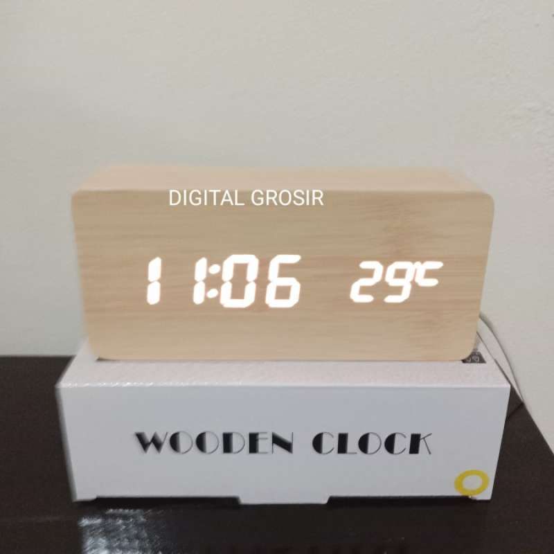 Promo Jam Meja Kayu Led Digital Alarm Wood Clock With Temperatur 02 ...