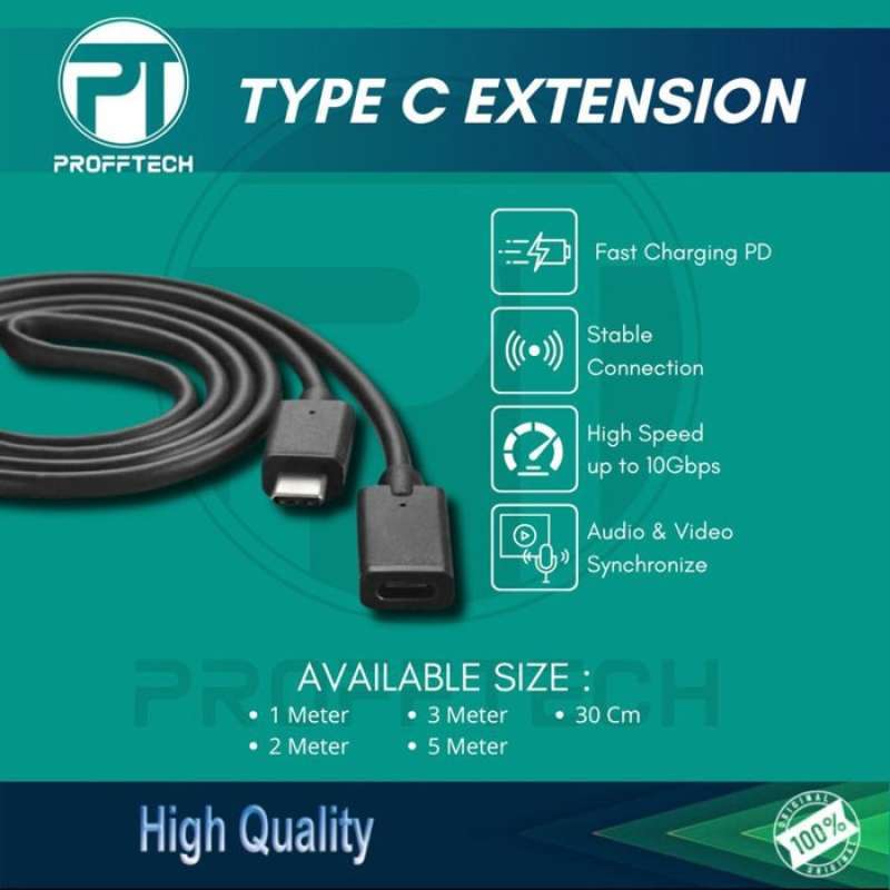 Promo Profftech Kabel Type C Extension 1 Meter Usb-c Male To Female ...