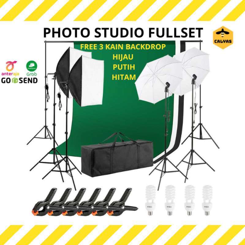 Promo Backdrop Photography Set Foto Photo Studio Fullset With Lightning ...