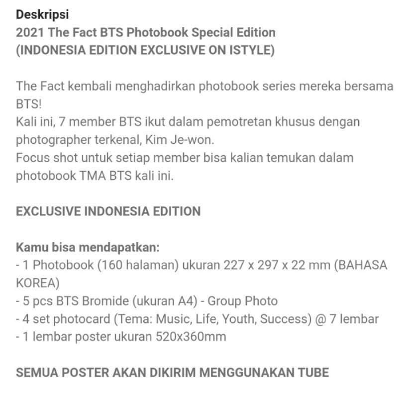 Promo Ori 2021 Tma Bts Photobook Special Edition + Poster Diskon 23% Di Seller Harui Store ...