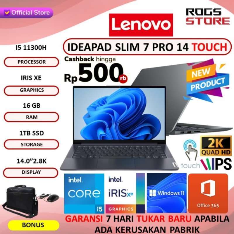 Promo Laptop Lenovo Ideapad Slim 7 Pro 14 Touch I5 11300 16gb 1tb Ssd 14qhd Diskon 33 Di Seller