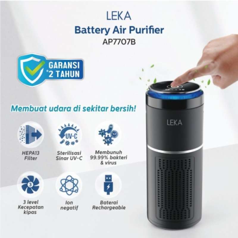 Promo Leka Ap7707 Battery Air Purifier - Hepa13 Filter Sinar Uv-c ...