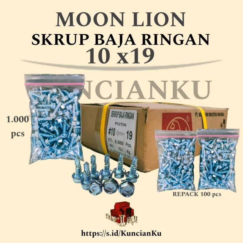 Jual Lion Baut Baja Ringan 10x19 Skrup Baja Ringan Moon Lion - Hex Nut ...