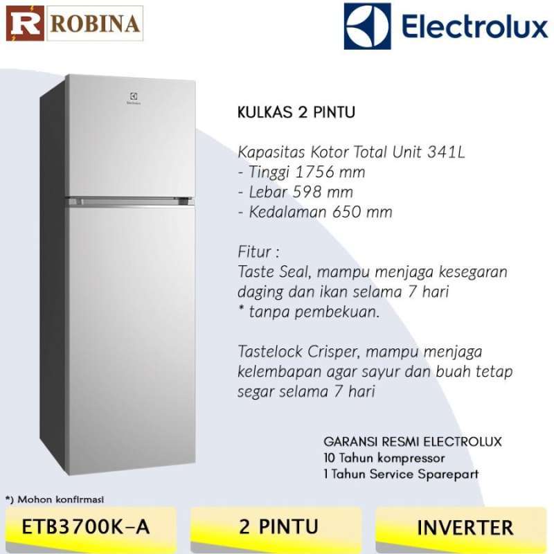 Jual Kulkas Electrolux 2 Pintu Etb3700k-a Etb 3700k-a Inverter Di ...