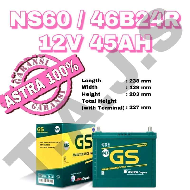 Promo Aki Mobil Toyota Avanza Gs Astra Ns60 / 46b24r 12v 45ah Original Diskon 23% Di Seller Zuma ...