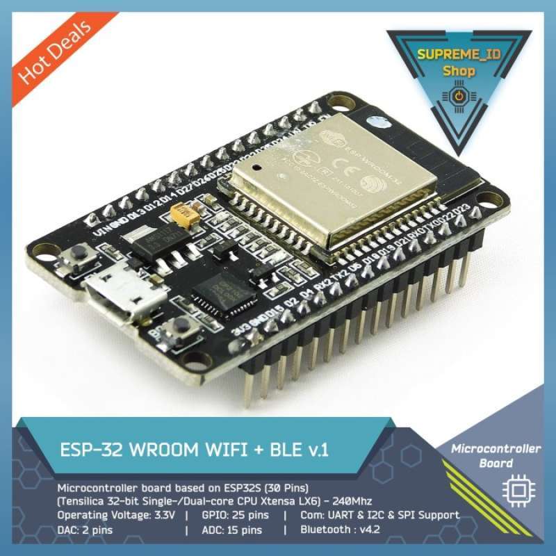 Promo Esp-32 Wroom Wifi + Ble Development Board (30pin) | Arduino Alternatif Diskon 23% Di ...